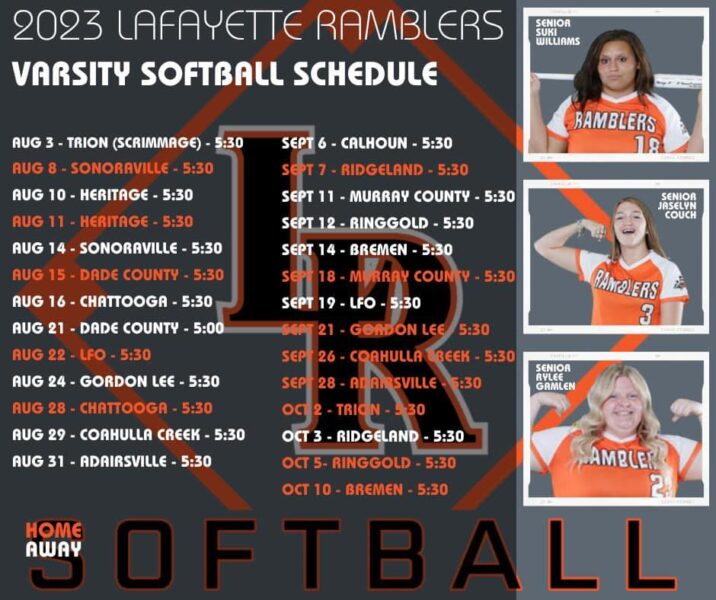 2023 Lafayette Ramblers Softball Schedule Announced – Discover Walker